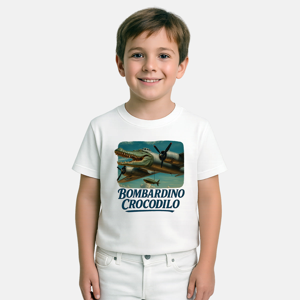 Maglia Meme BRAINROT Bombardino Crocodilo — Spio Kids